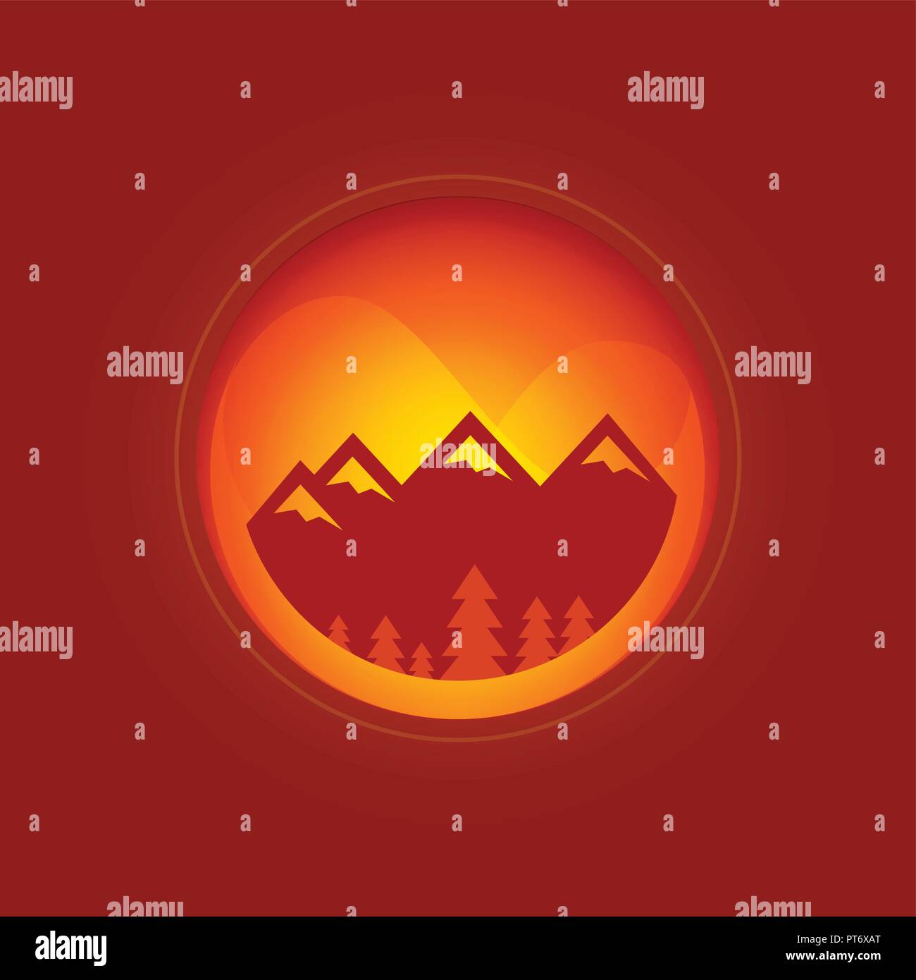 Round Illustration of Mountains Stock Vector Image & Art - Alamy