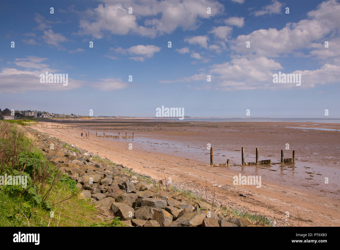 The sandy beach in the village of Monifieth, Scotland, UK Stock Photo ...