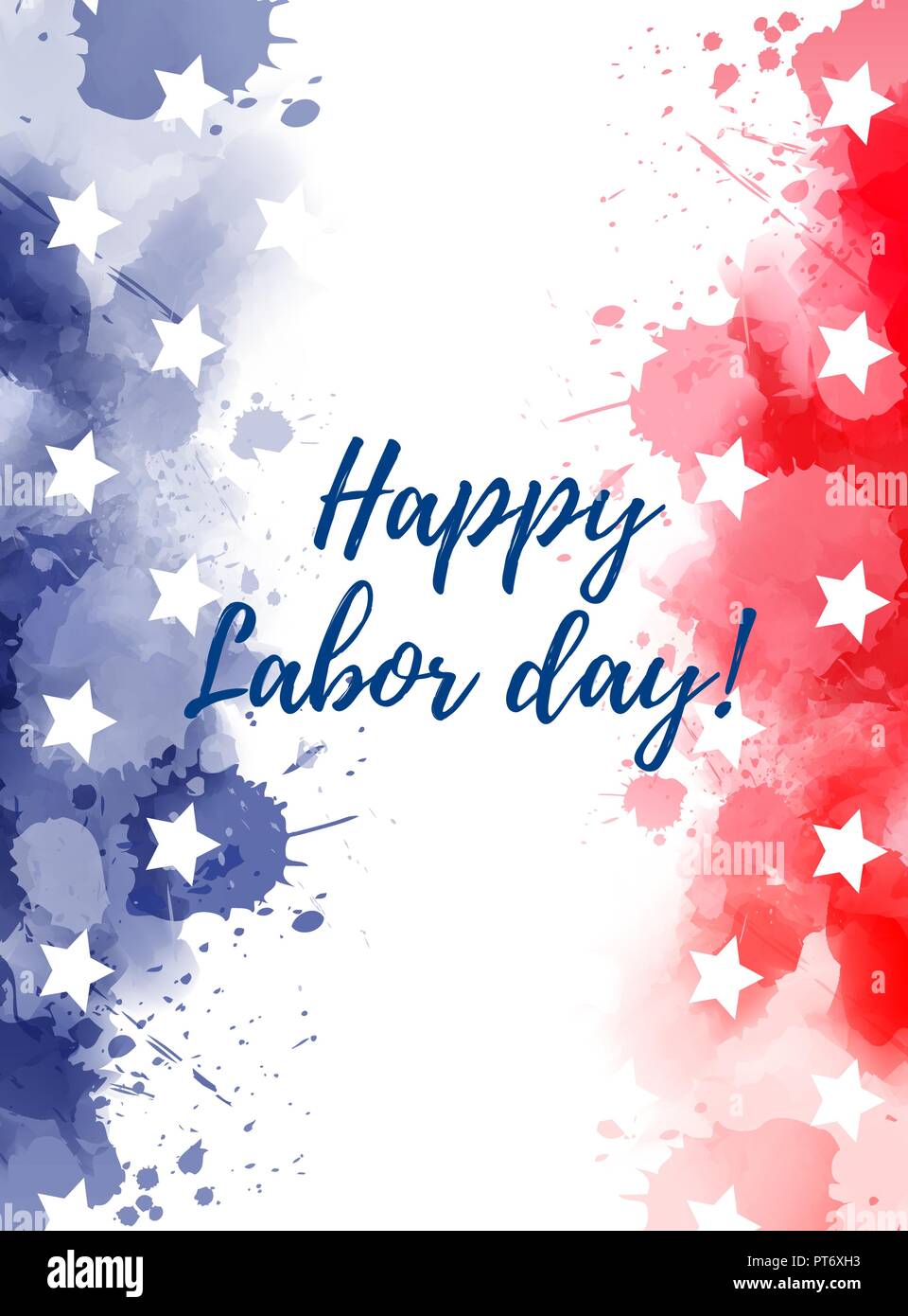 Abstract background with watercolor splashes in flag colors for USA ...