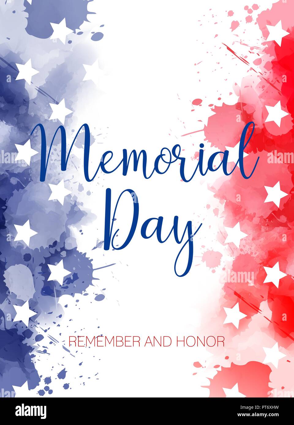USA Memorial day background. Abstract grunge watercolor paint splashes ...