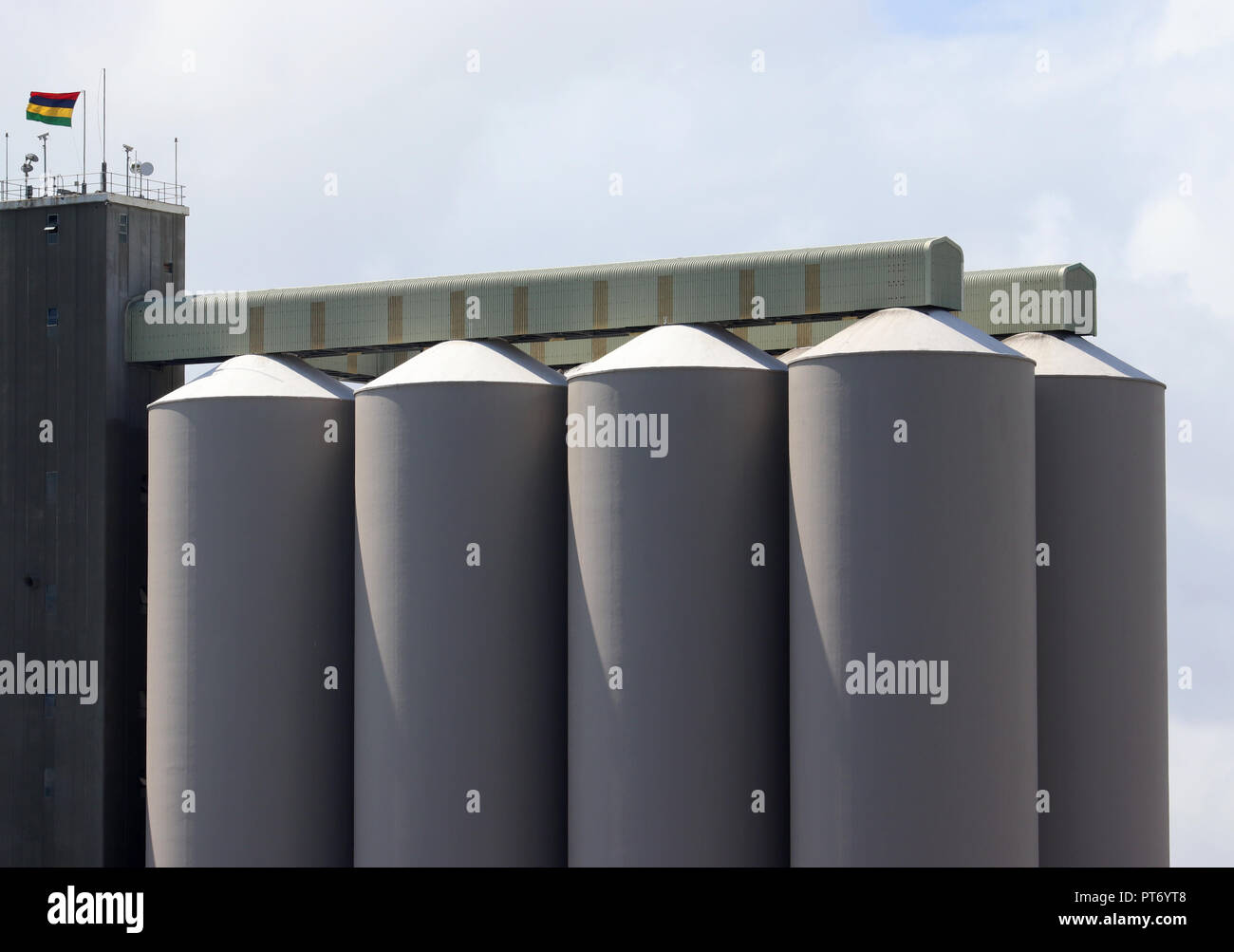 Giant rice/grain silos in Mauritius Stock Photo - Alamy