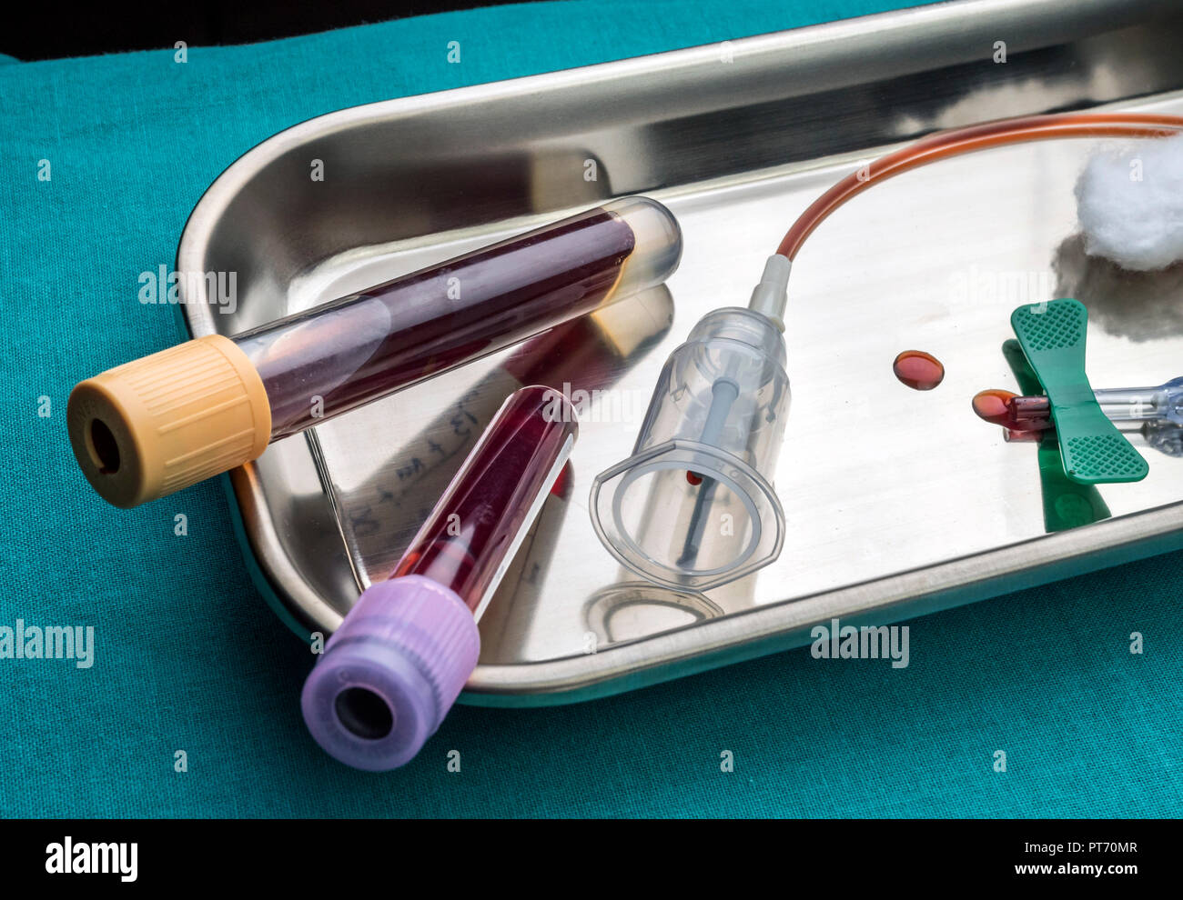 Blood extraction equipment to a donor in a hospital, conceptual image ...