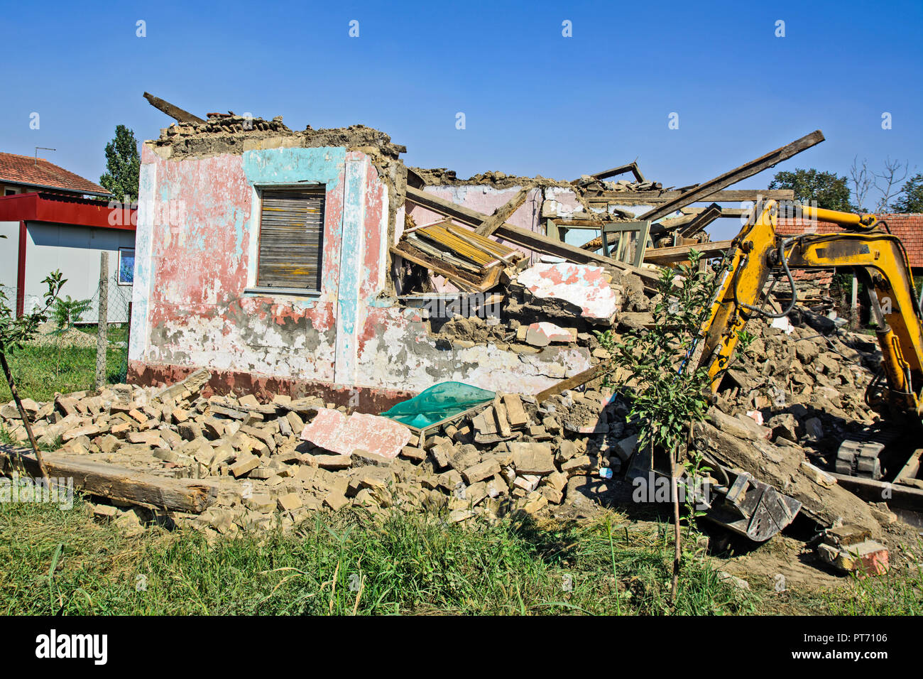 A ruined old ruined house that collapsed Stock Photo - Alamy