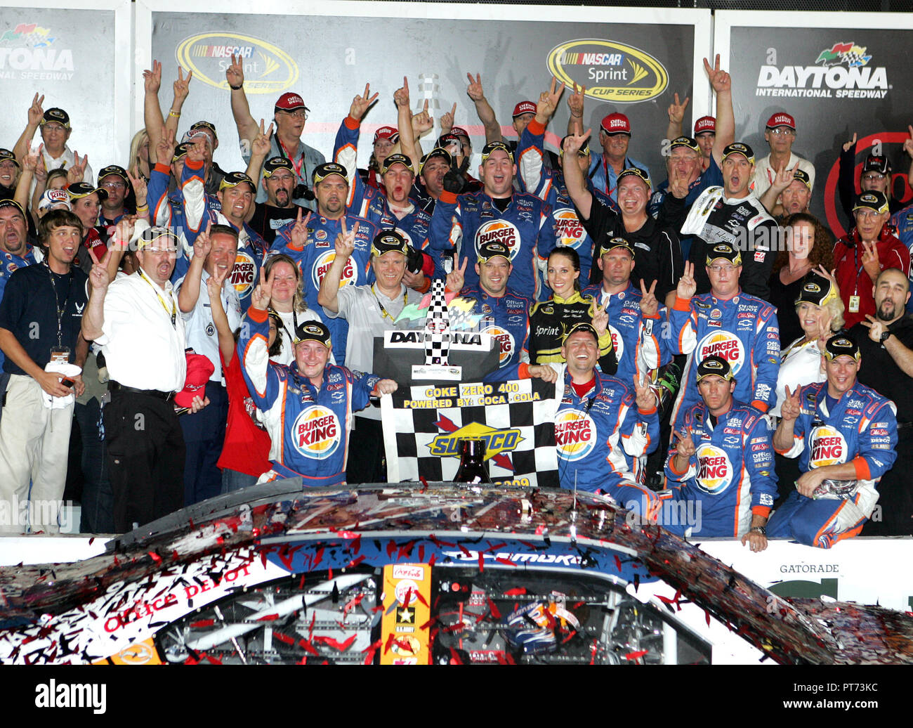 Tony Stewart celebrates winning the NASCAR Coke Zero 400 at Daytona ...