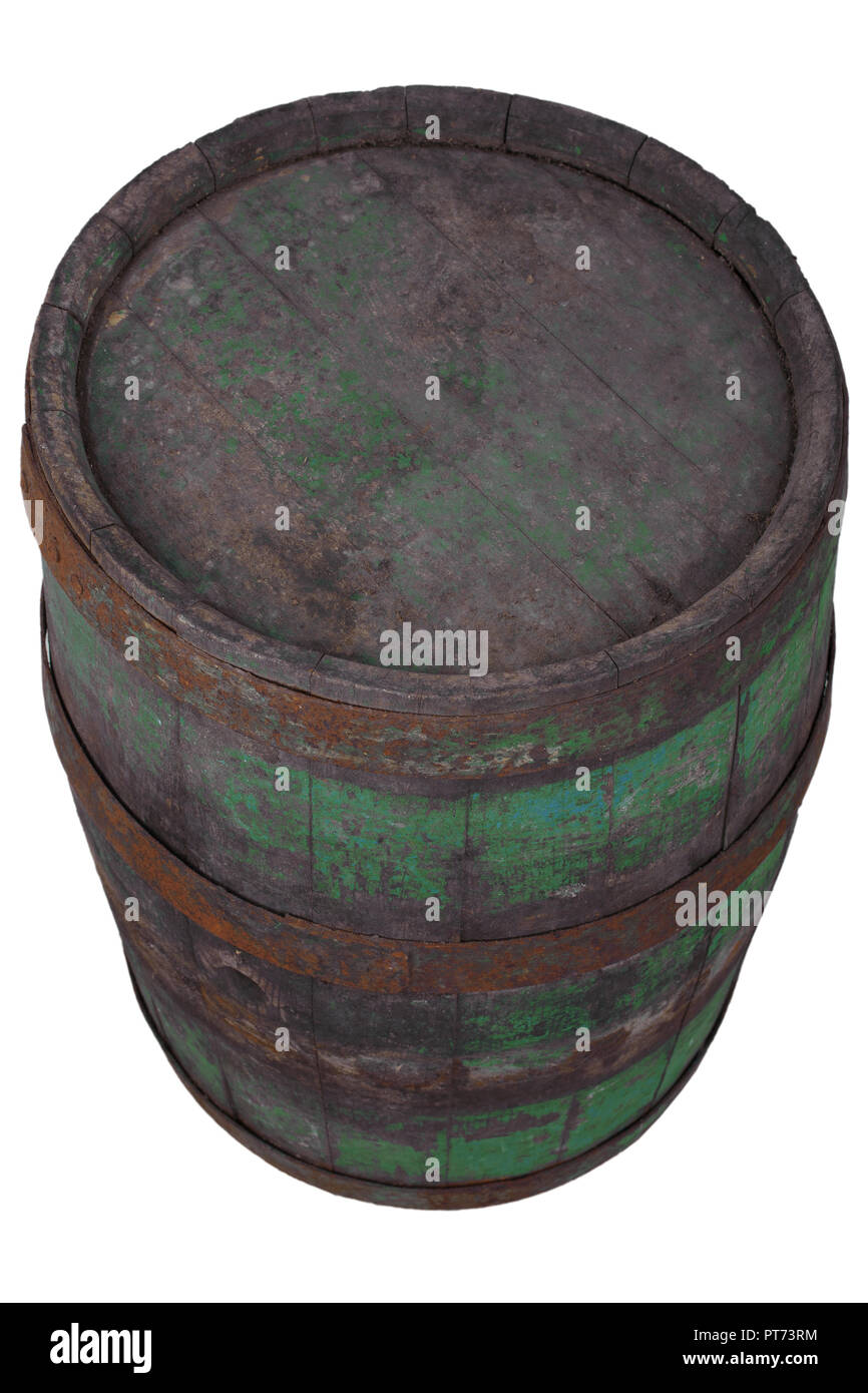 old rusty wooden barrel isolated on white Stock Photo - Alamy