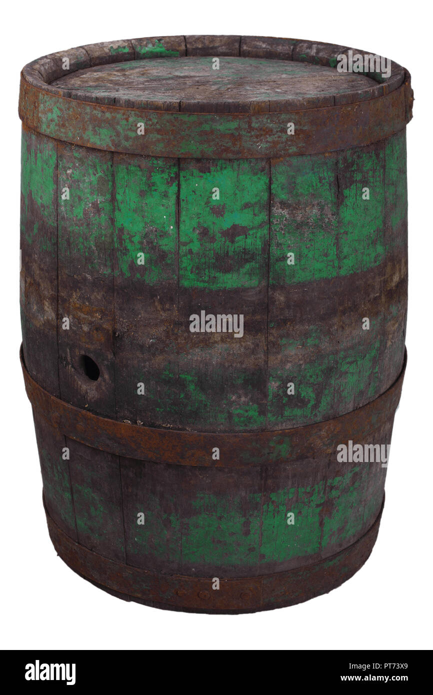 old rusty wooden barrel isolated on white Stock Photo - Alamy