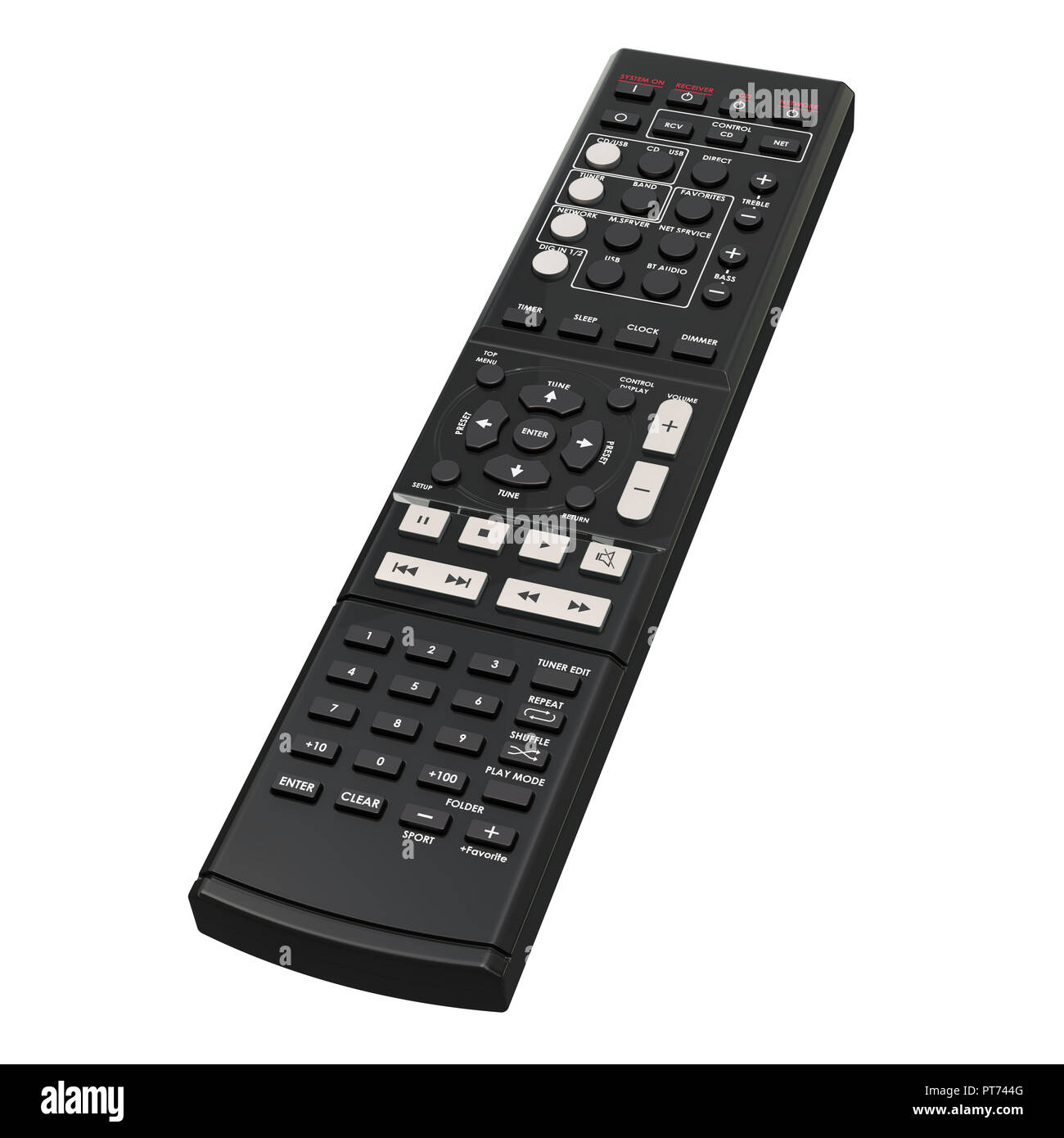 Remote control from Home Stereo System, 3D rendering isolated on white ...