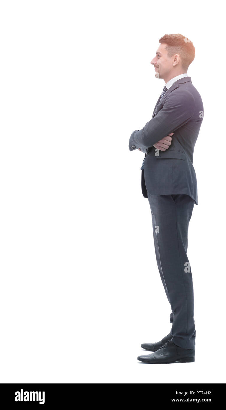 side view.full-length portrait of the modern businessman.isolated on ...