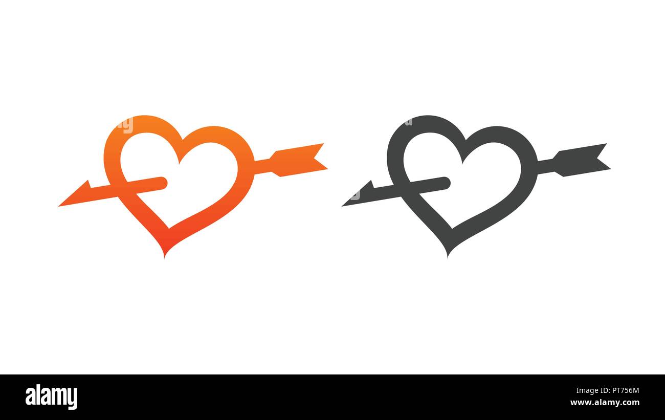 Set heart arrow line Stock Vector Images - Alamy