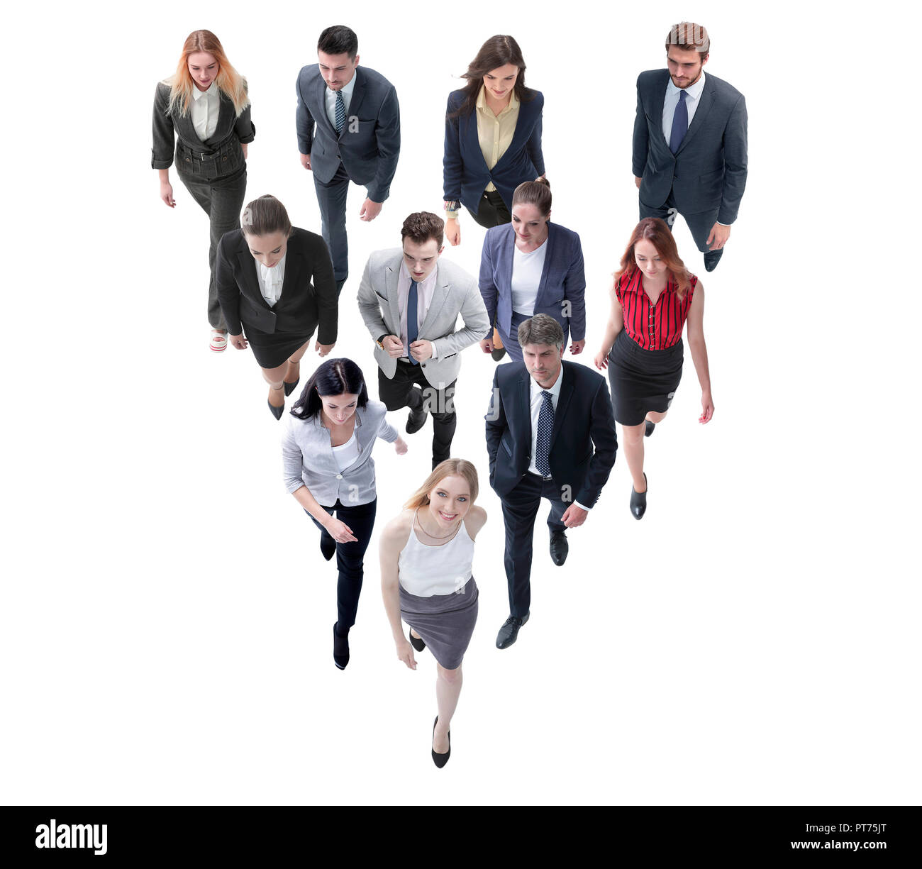 going business people behind the leader. isolated on white Stock Photo ...