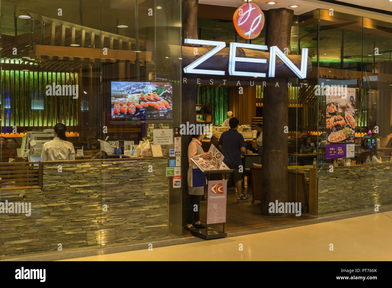 PATTAYA,THAILAND - APRIL 29,2018: Zen restaurant This restaurant belongs to a Japanese company ...