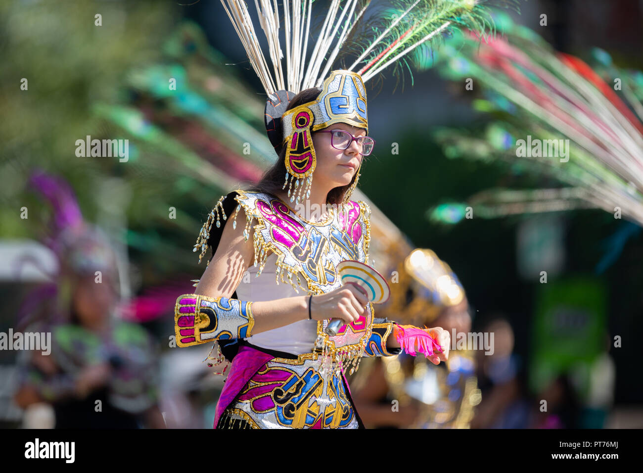 Washington, D.C., USA - September 29, 2018: The Fiesta DC Parade, Aztec ...