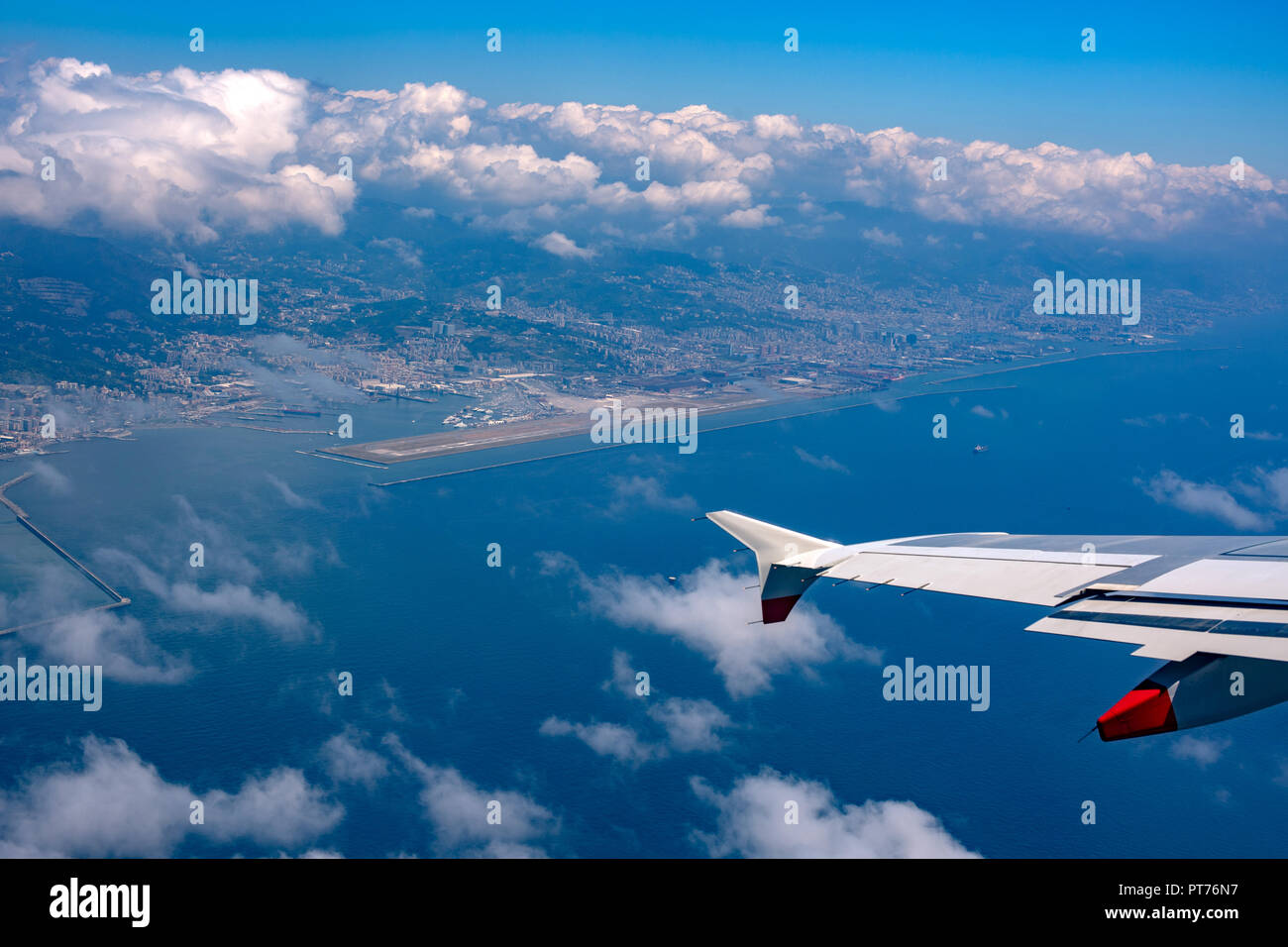 genoa morandi bridge before collapsed aerial view panorama from ...