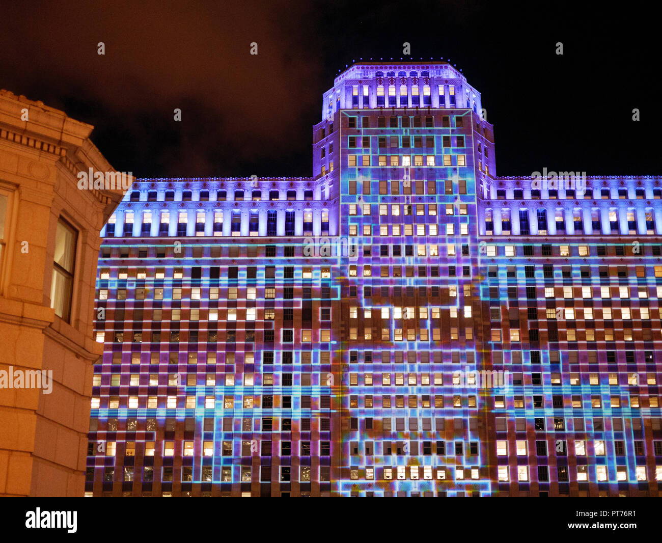 Art on the Mart. Digital projectiion art on the facade of the ...