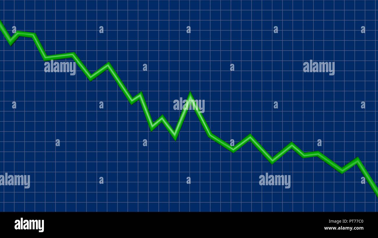 Line Graph descending.Downwards slope 3d render Stock Photo - Alamy