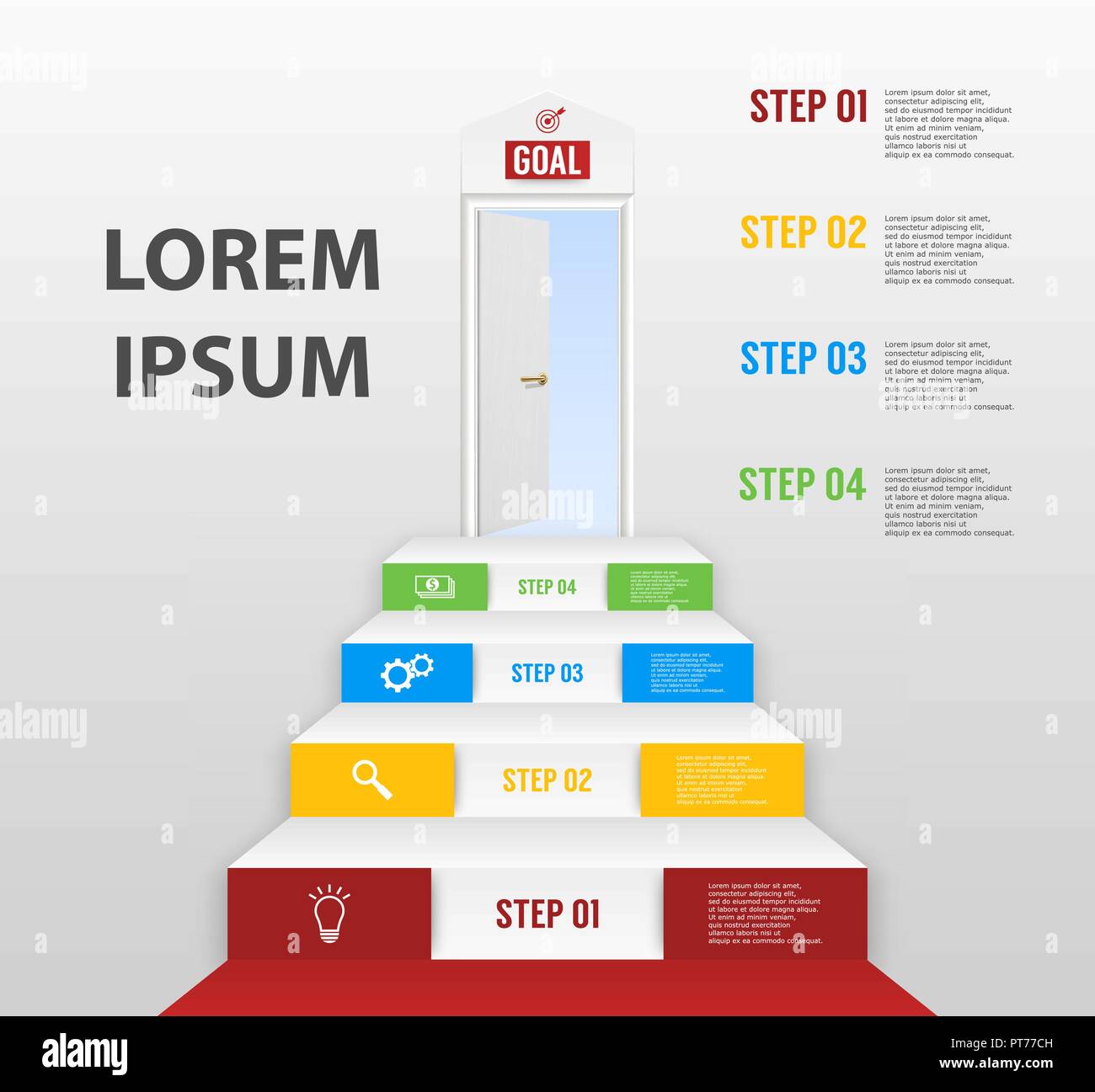 Vector infographics with four step options in material design style ...