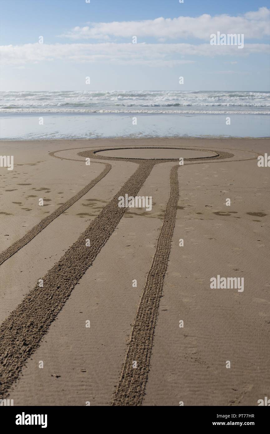 Detail of a large sand labyrinth created by Denny Dyke, at Heceta Beach ...