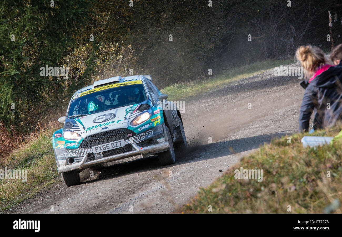 Dyfnant, UK. 6th October 2018. The Ford Fiesta R5 rally car of a ...