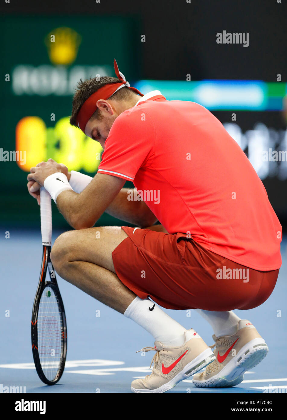 Beijing, China. 7th Oct, 2018. Juan Martin del Potro of Argentina ...