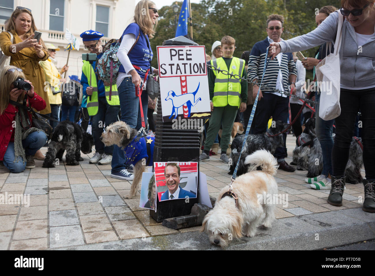 London, UK. 7th Oct, 2018. Wooferendum dog march: Dogs against Brexit ...