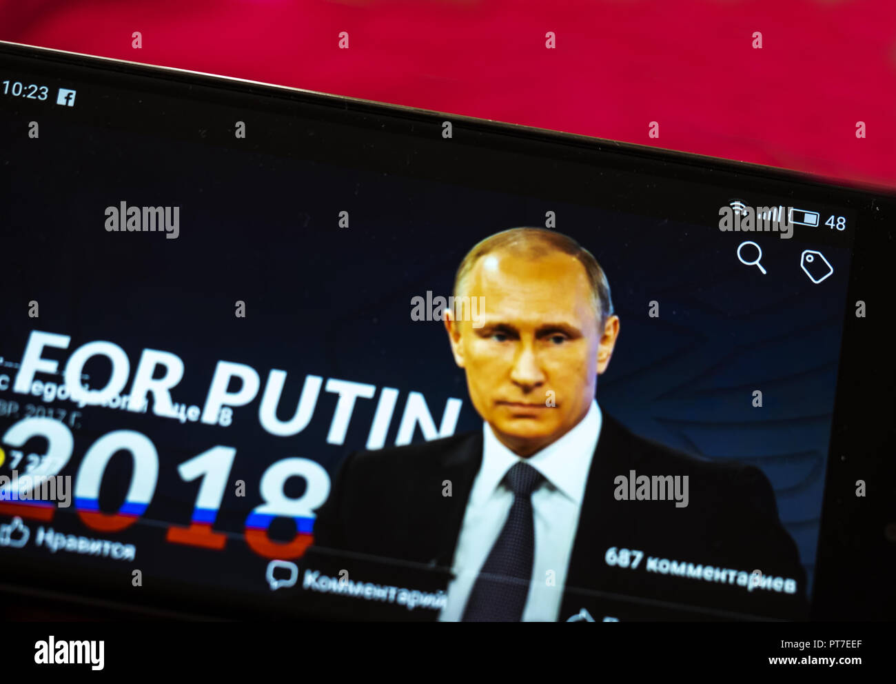 Kiev, Ukraine. 7th Oct, 2018. Cover photo of President Vladimir Putin ...