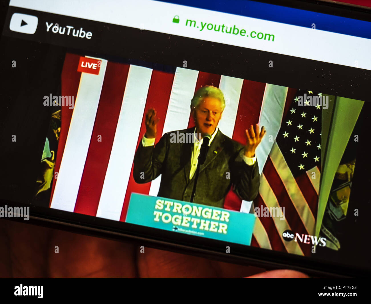 Kiev, Ukraine. 7th Oct, 2018. Youtube chanel of President Bill Clinton ...