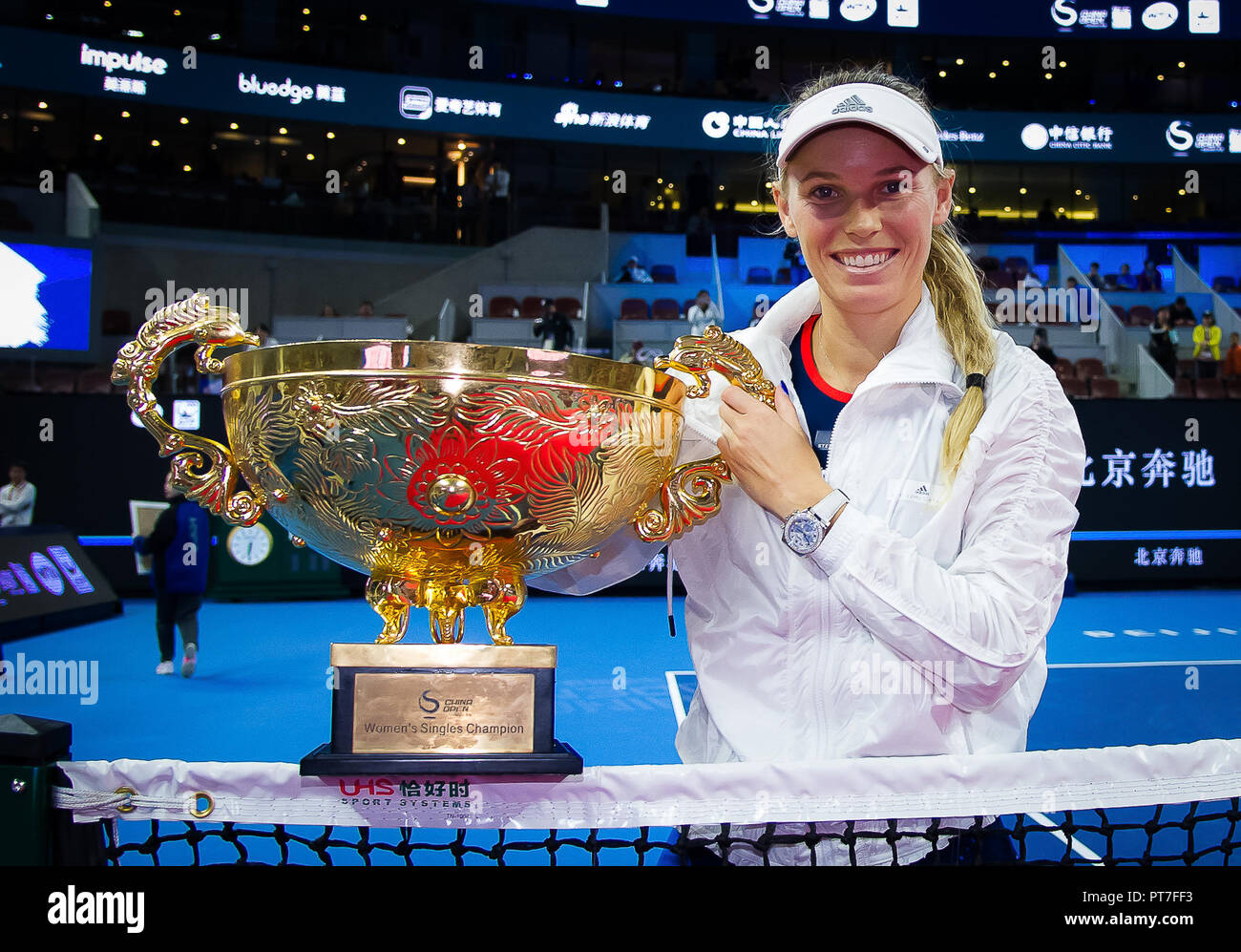 Caroline wozniacki denmark poses trophy hi-res stock photography and ...