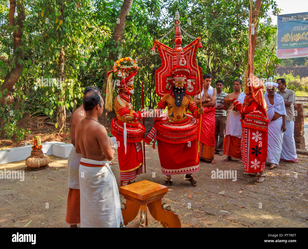 THEYYAM FESTIVAL NORTH MALABAR KANNUR KERALA INDIA THREE GODS AND ...