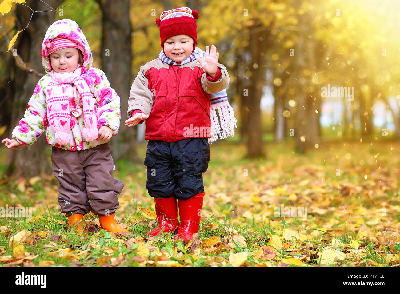 children having fun on a walk Stock Photo - Alamy