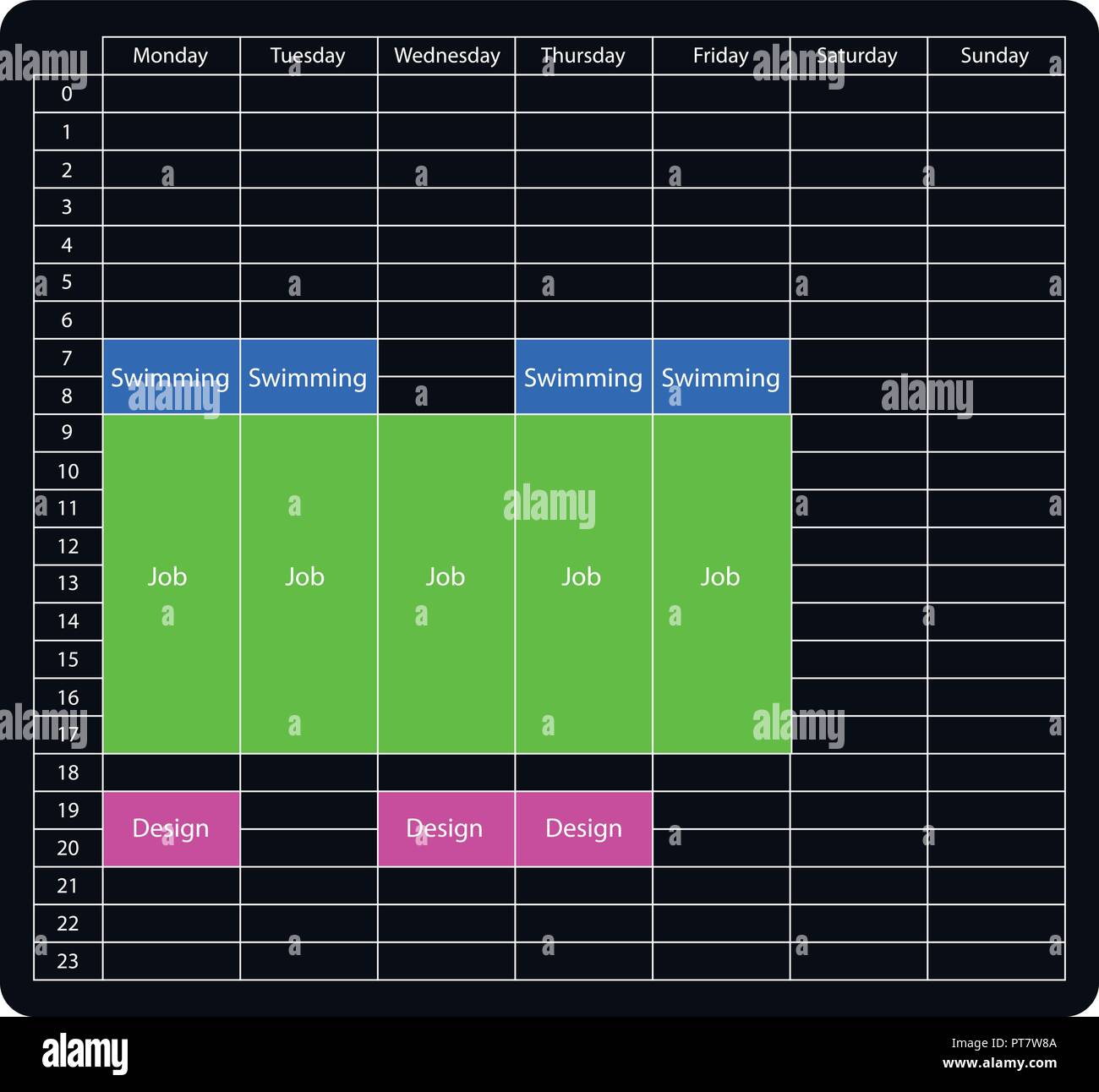 Week time table mockup Stock Vector Images - Alamy