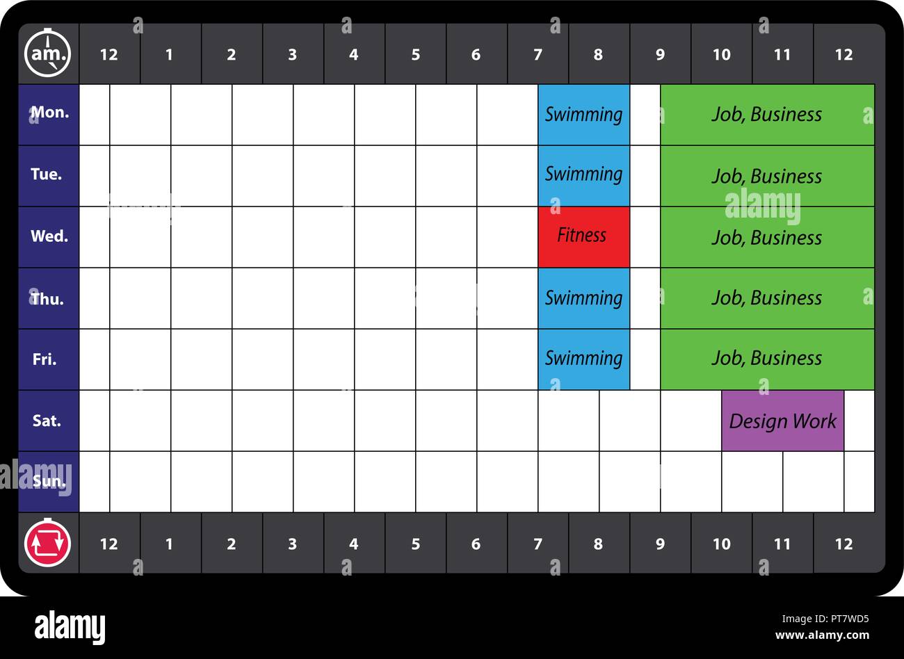 Week time table mockup Stock Vector Images - Alamy