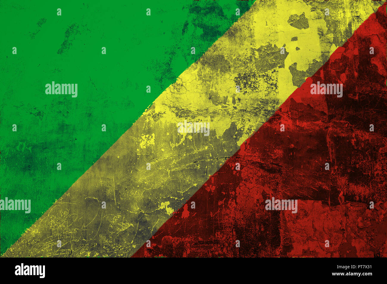 National flag of Republic of the Congo on the background of the old ...