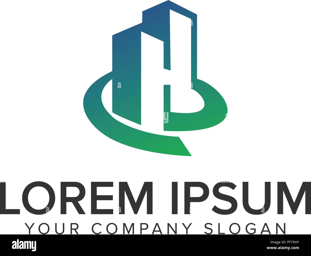 building with letter H Logo design concept template Stock Vector Image ...