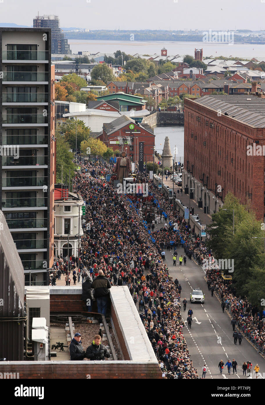 The Royal De Luxe theatre company's 'Giants' street puppets during a ...