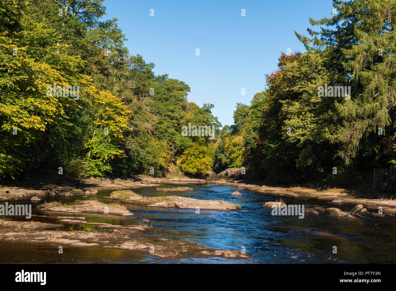 Autumn colours on the River Ericht, Blairgowrie, Perthshire, Scotland ...