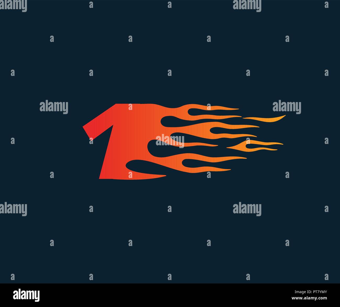 Number 1 fire flame Logo. speed race design concept template Stock ...