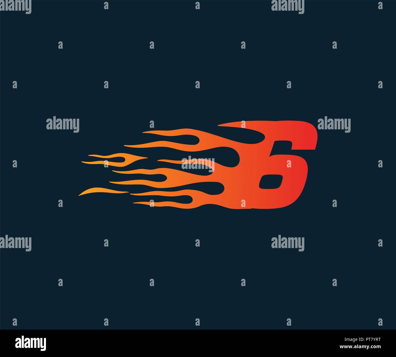 Fire alphabet number six isolated Stock Vector Images - Alamy