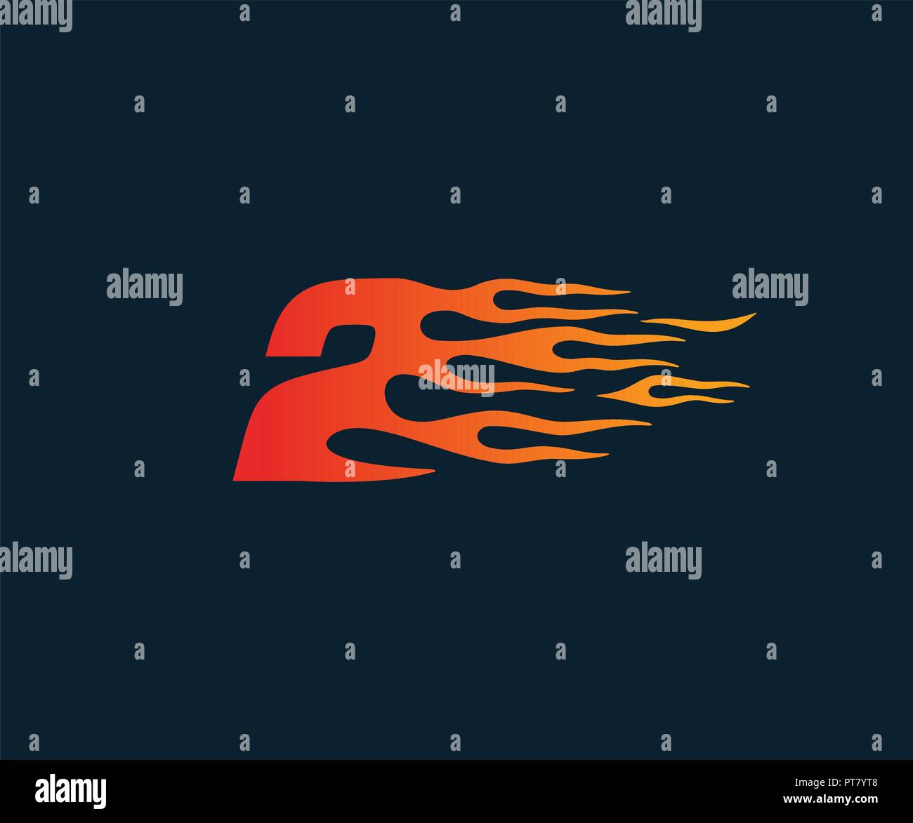 Number 2 fire flame Logo. speed race design concept template Stock ...