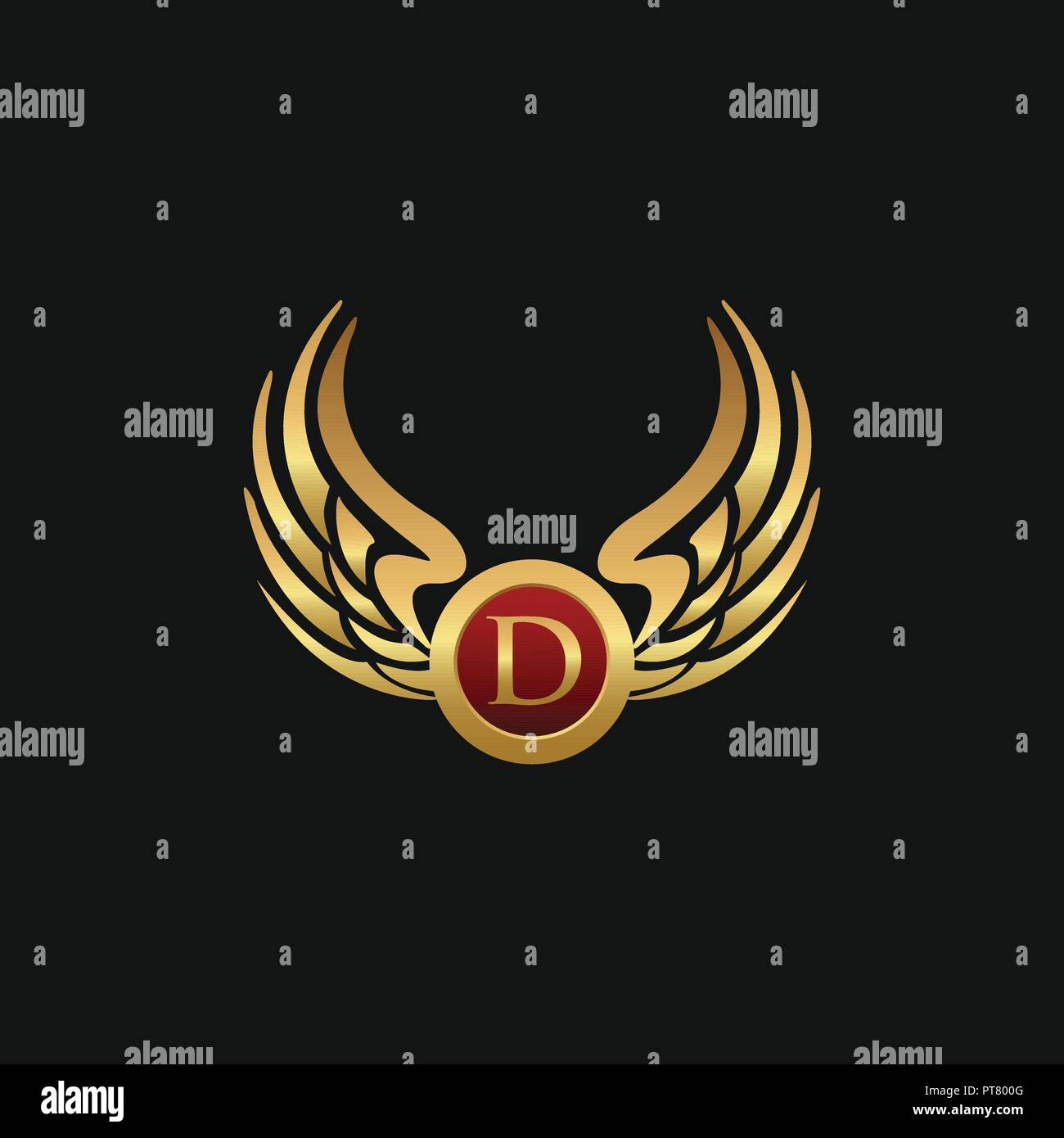 Luxury Letter D Emblem Wings logo design concept template Stock Vector ...