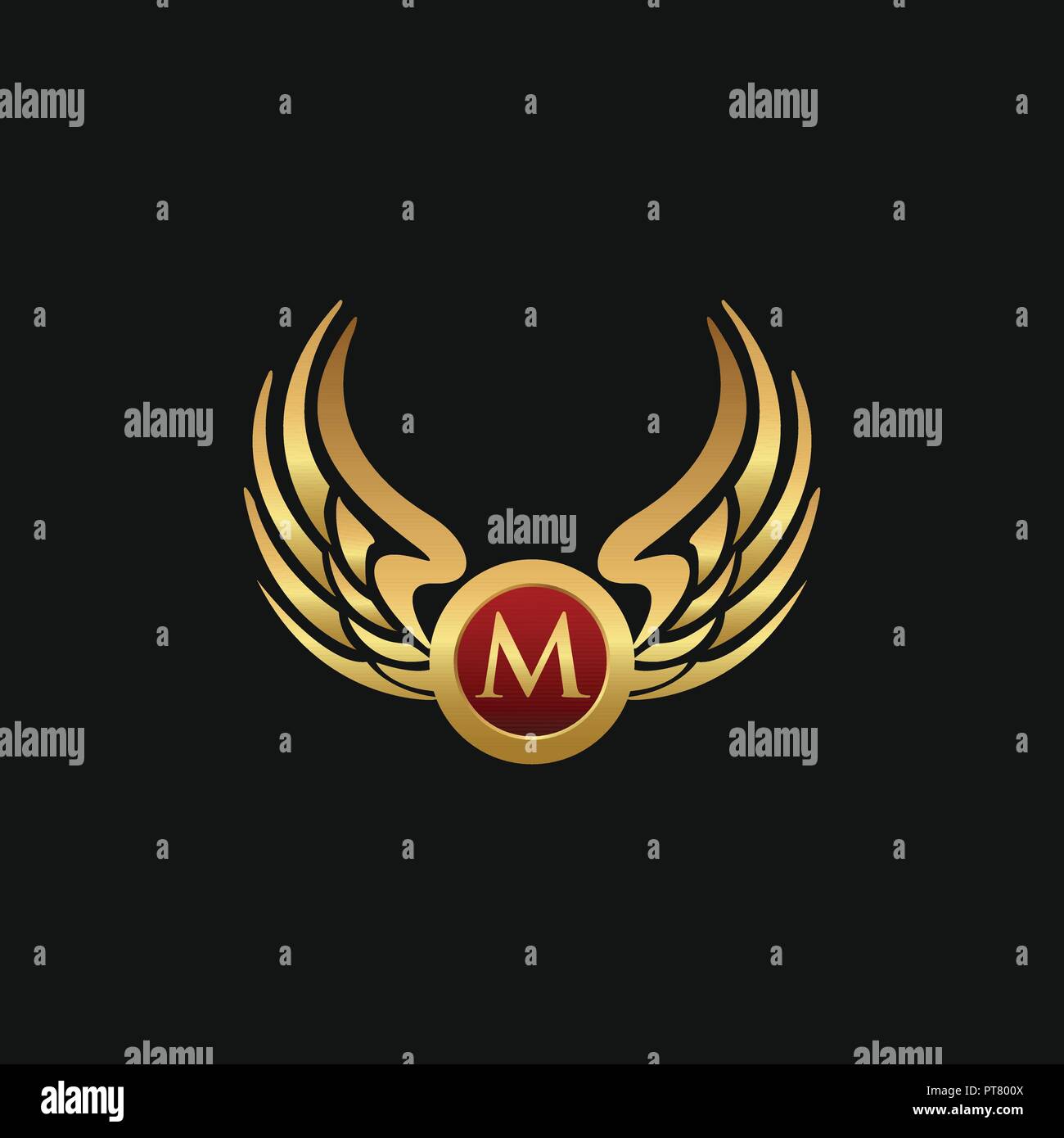 Luxury Letter M Emblem Wings logo design concept template Stock Vector ...