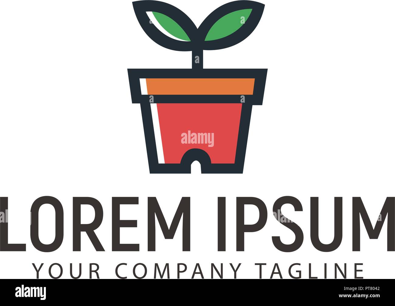 plant and vase Logo design concept template Stock Vector Image & Art ...