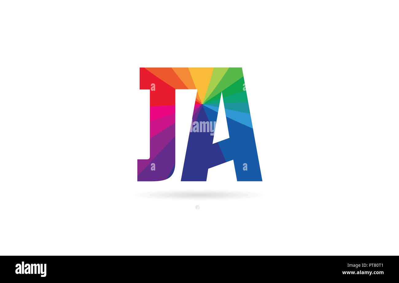 alphabet letter ja j a logo combination design with rainbow colors ...