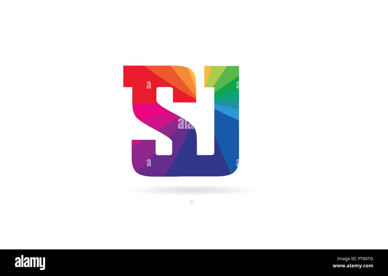 alphabet letter sj s j logo combination design with rainbow colors ...