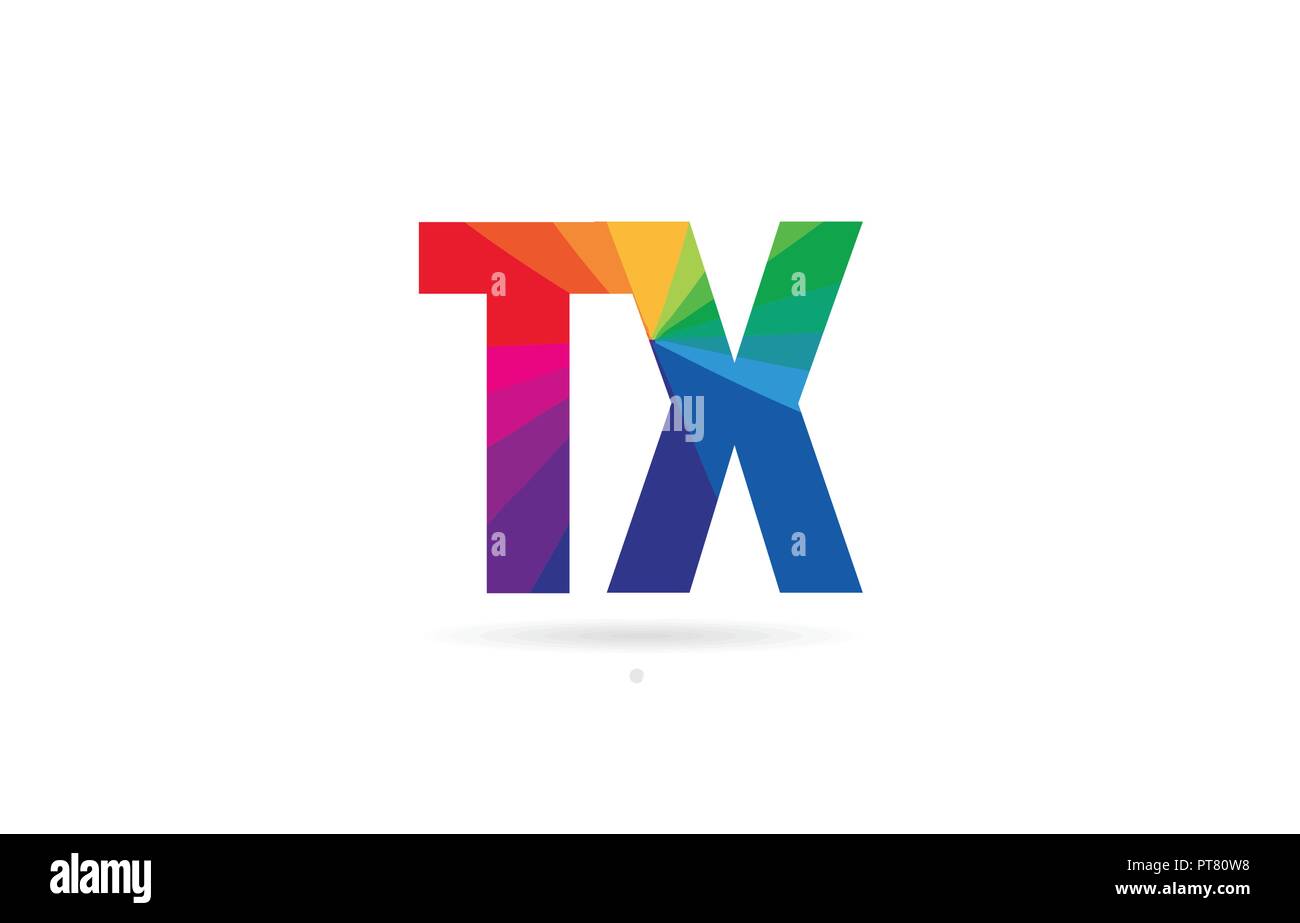 alphabet letter tx t x logo combination design with rainbow colors ...