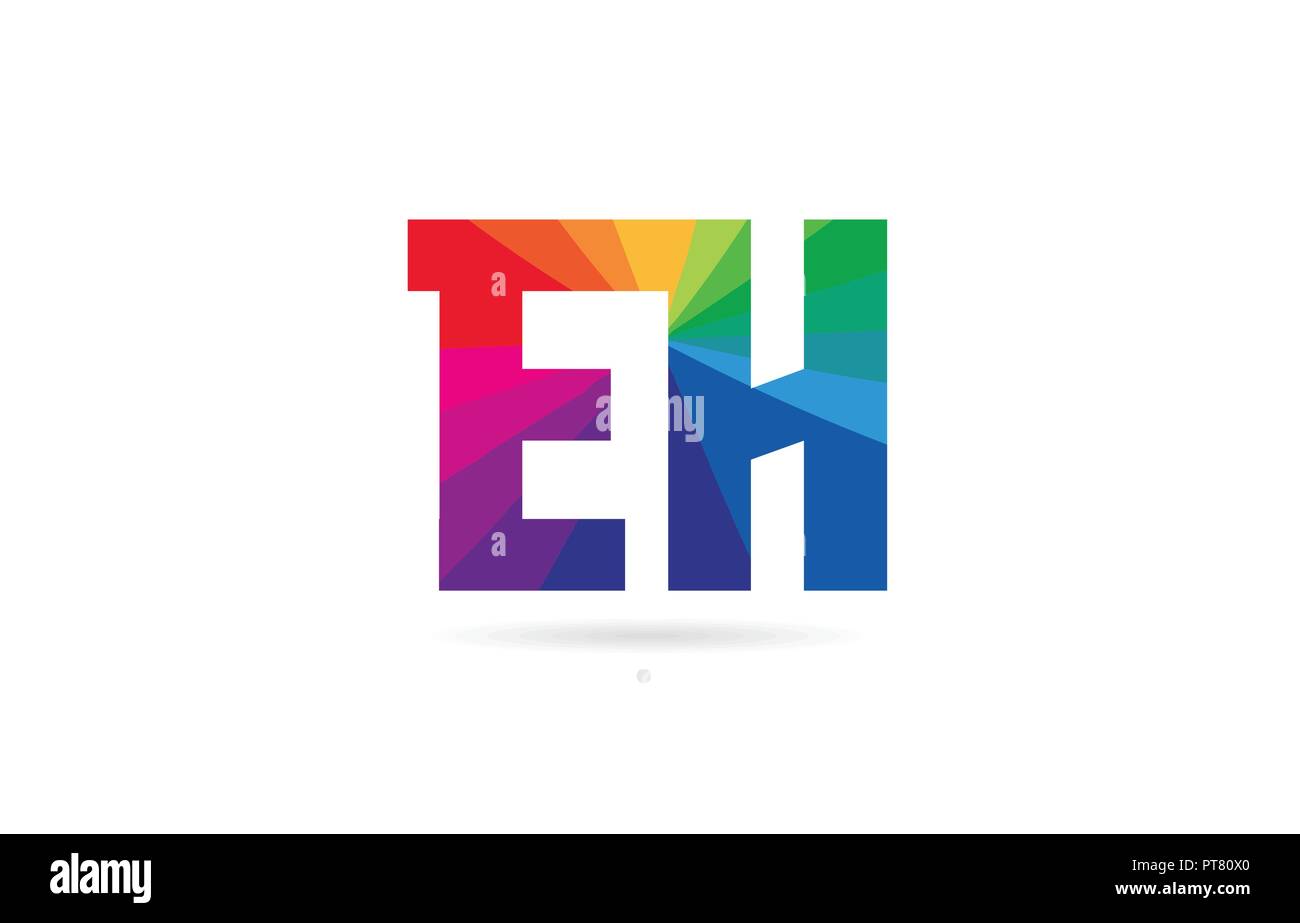 alphabet letter eh e h logo combination design with rainbow colors ...