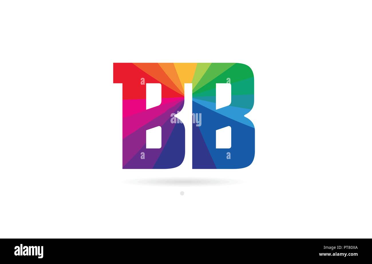 alphabet letter bb b b logo combination design with rainbow colors ...