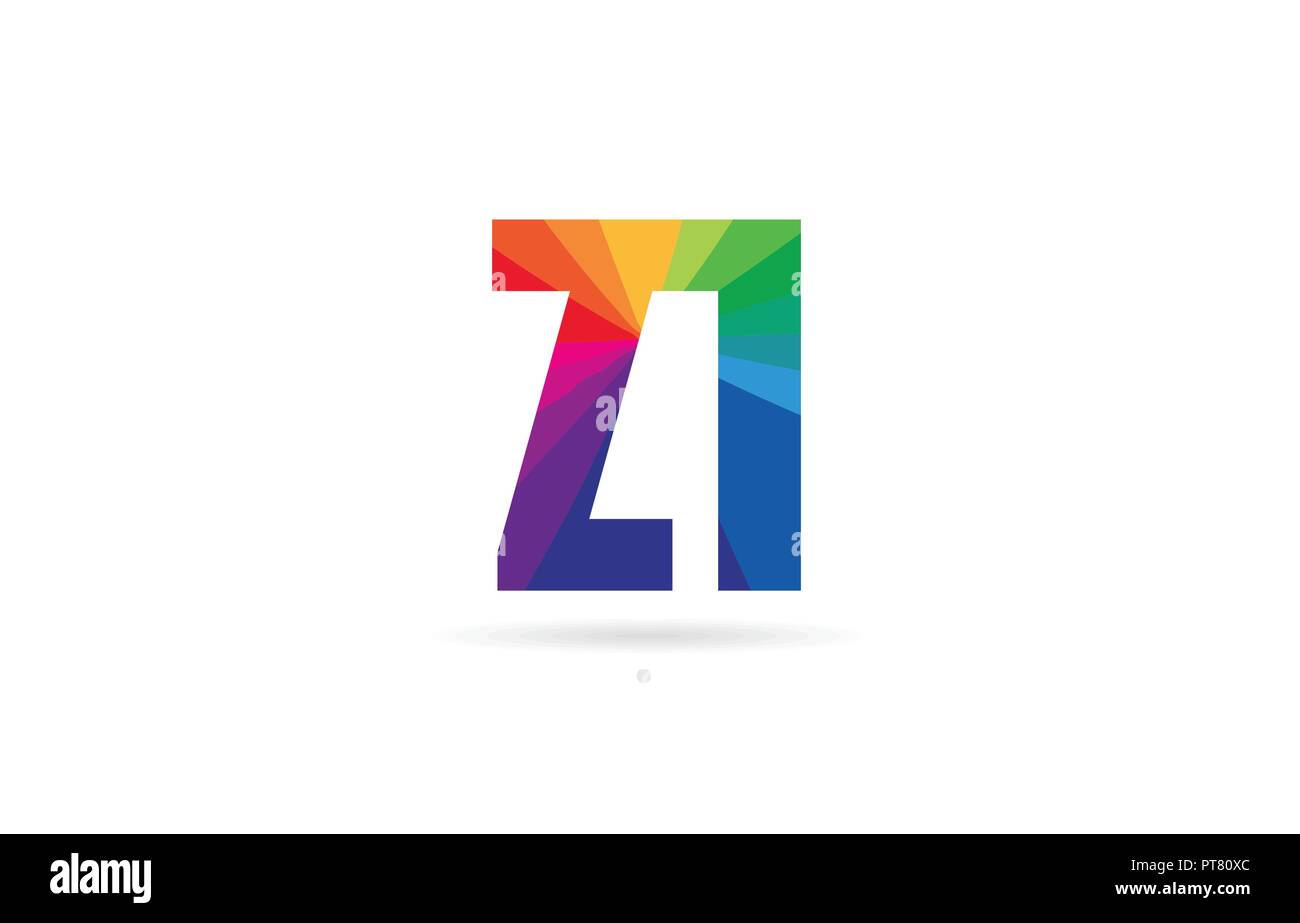 alphabet letter zi z i logo combination design with rainbow colors ...