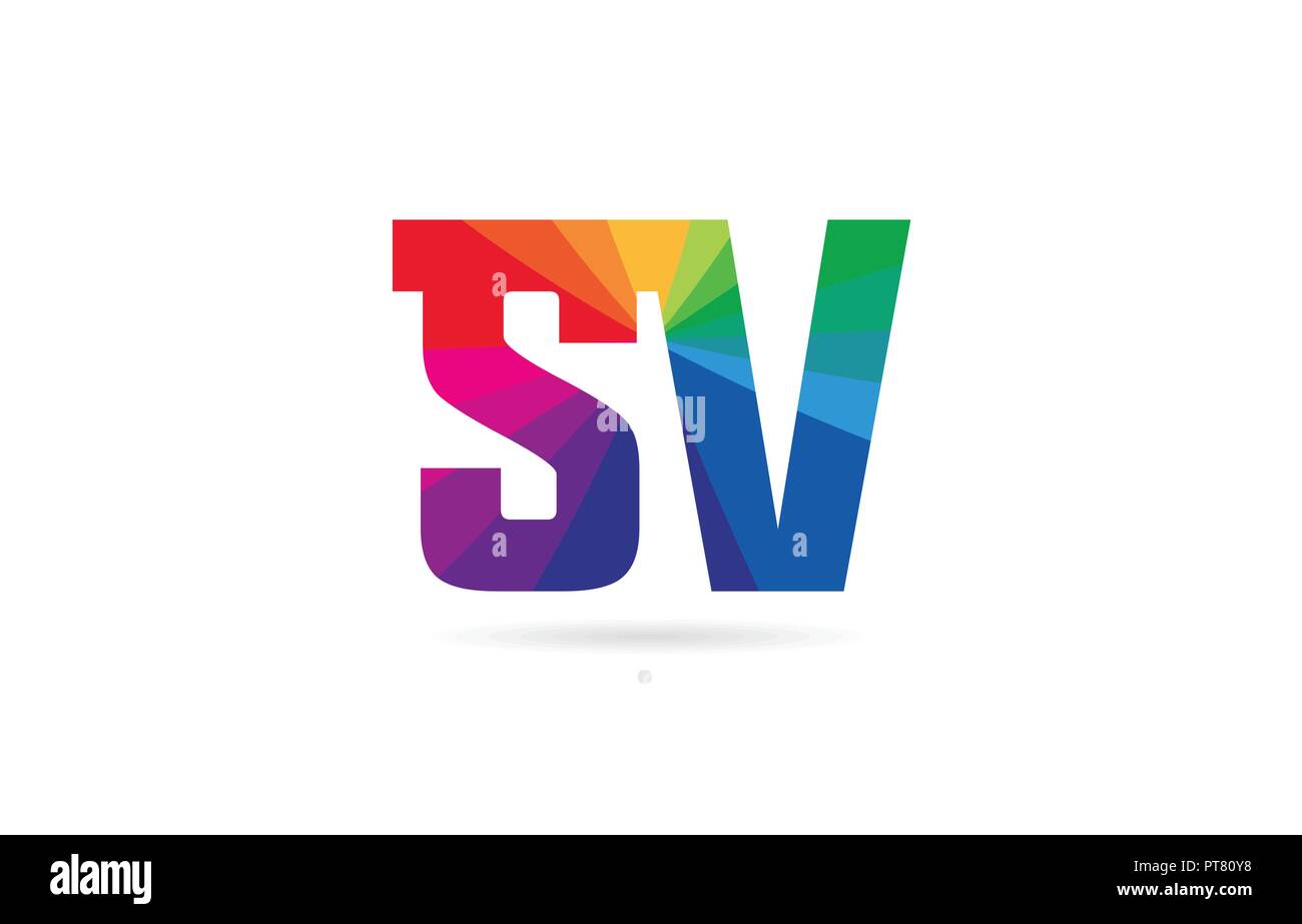 alphabet letter sv s v logo combination design with rainbow colors ...