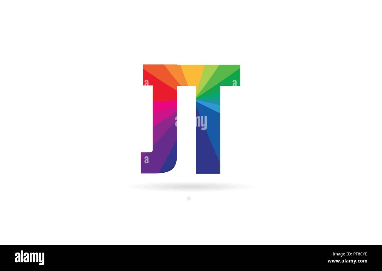 alphabet letter jt j t logo combination design with rainbow colors ...