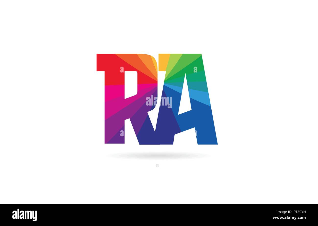 alphabet letter ra r a logo combination design with rainbow colors ...